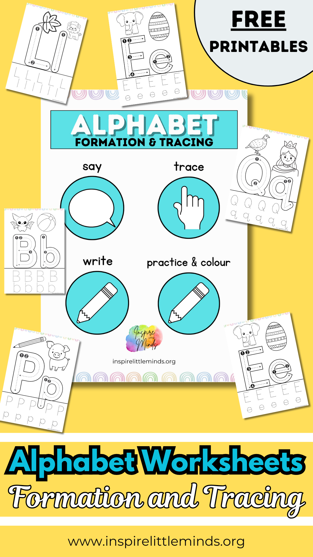 Free Alphabet Tracing Worksheets for Kids – Inspire Little Minds