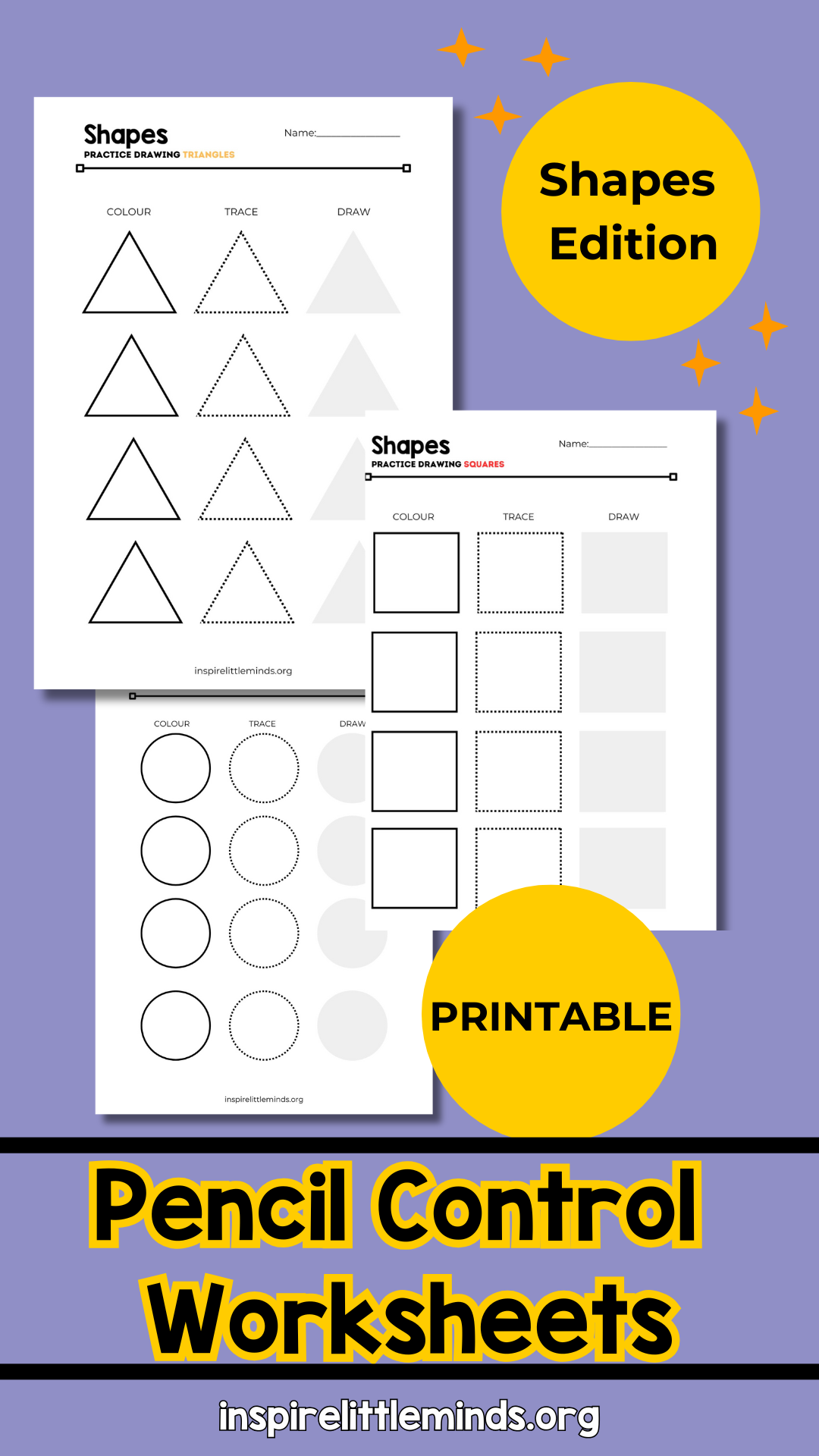 Printable Shapes Worksheets for Pencil Control – Inspire Little Minds